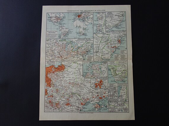 German diaspora map 1926 old vintage print Dissemination | Etsy