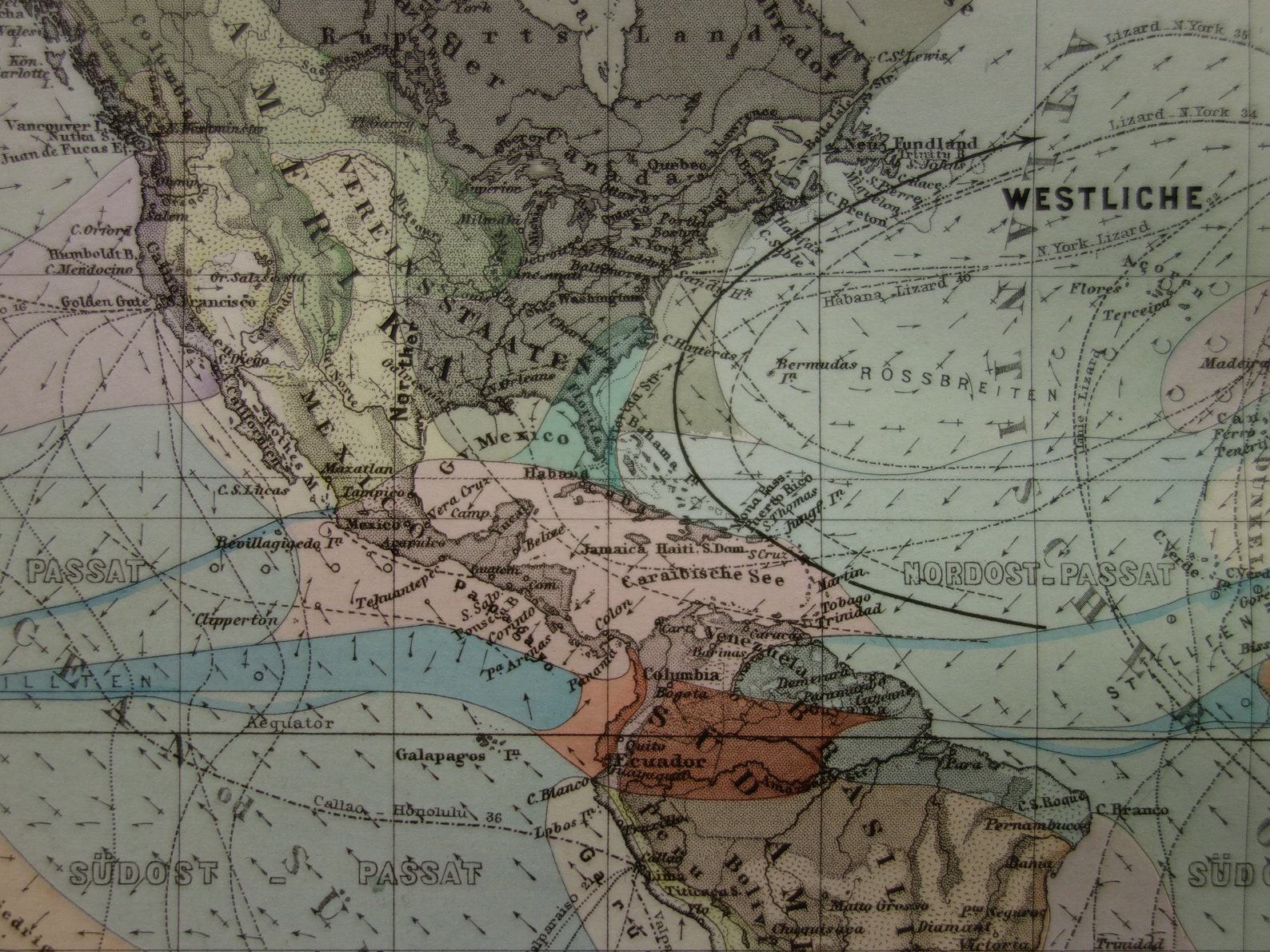 Large Old World Map About Winds and Climate Big Dated Print - Etsy