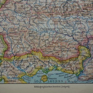 BULGARIA Old Map of Bulgaria Antique Print About Bulgarian Area Sofia ...