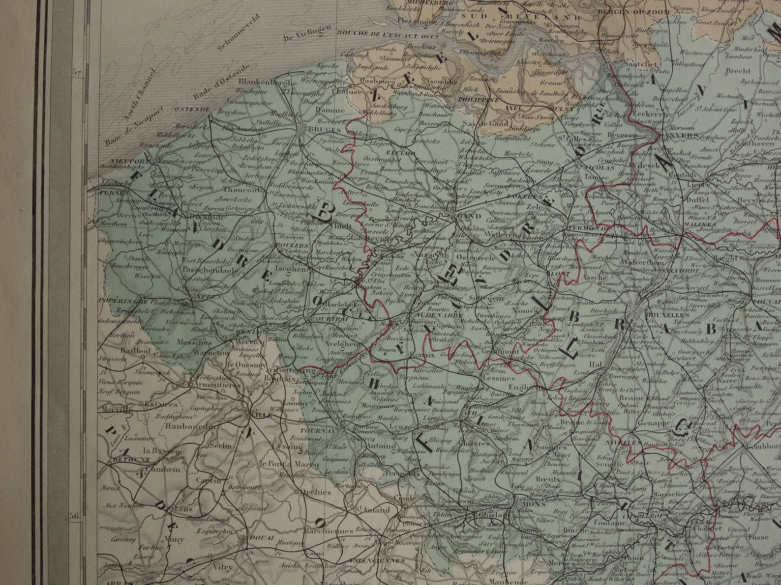 HOLLAND Old Map of the Netherlands and Belgium LARGE 1880 Original ...