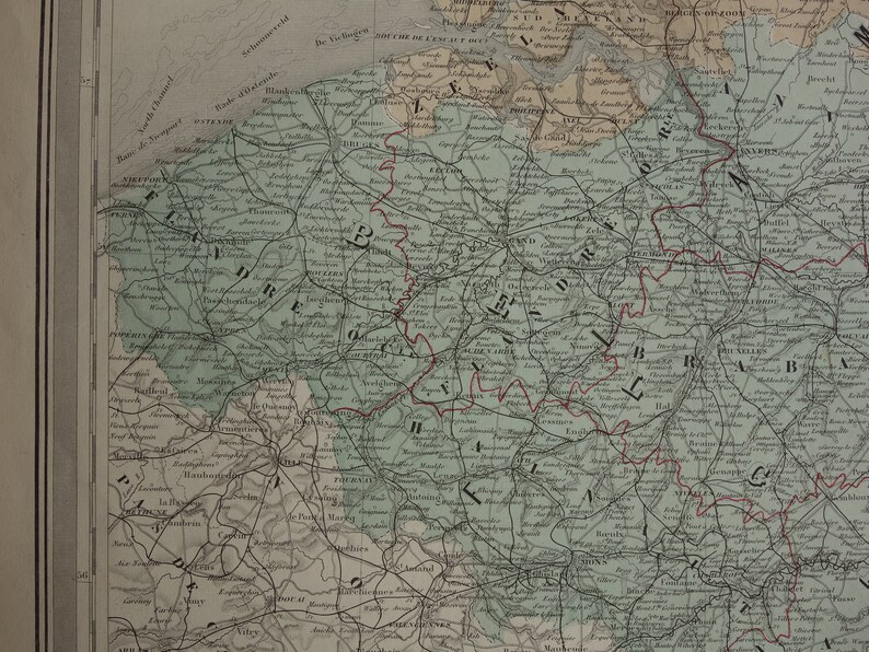 HOLLAND Old Map of the Netherlands and Belgium LARGE 1880 - Etsy