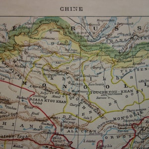 CHINA Old Map of China Original 1902 Antique French Print About Chinese ...