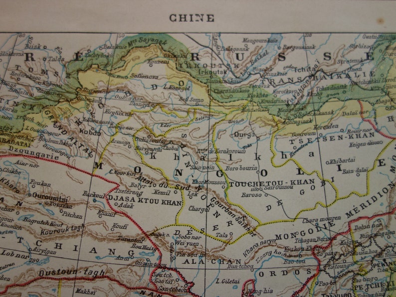 CHINA Old Map of China Original 1902 Antique French Print | Etsy