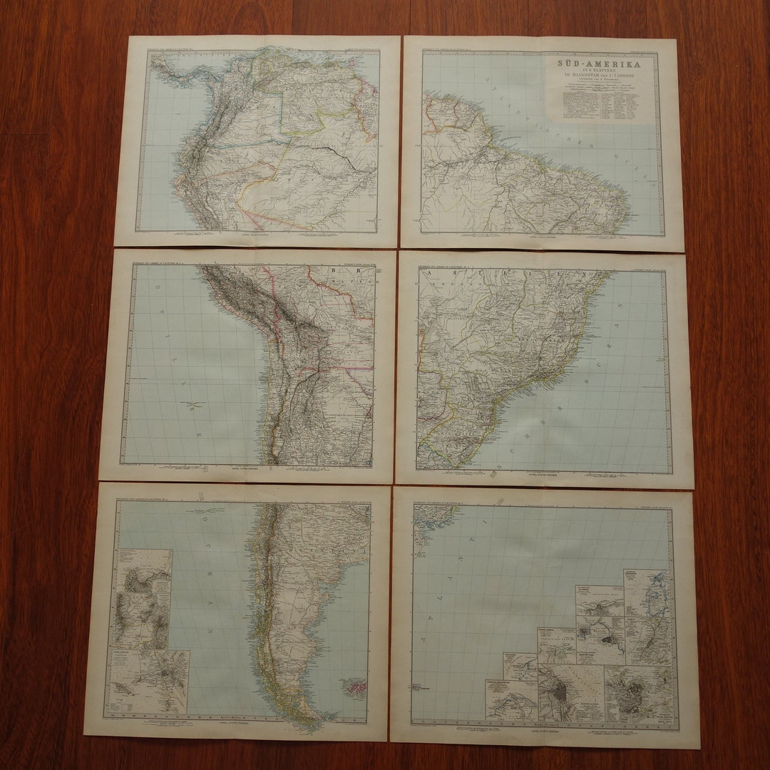 Old Map of South America VERY LARGE Original Antique From 1885 37x45 ...