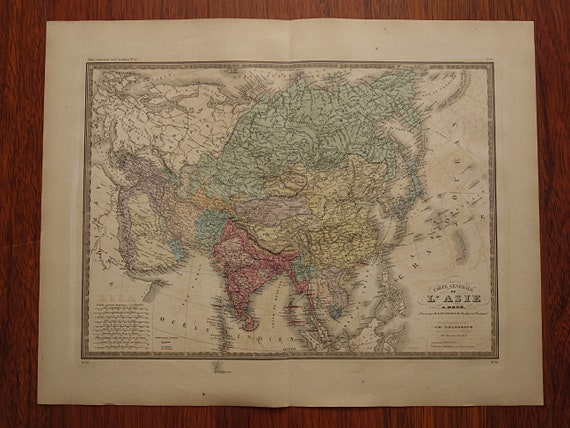 ASIA Antique Map of Asia 1876 Original Large Old Maps Asian - Etsy