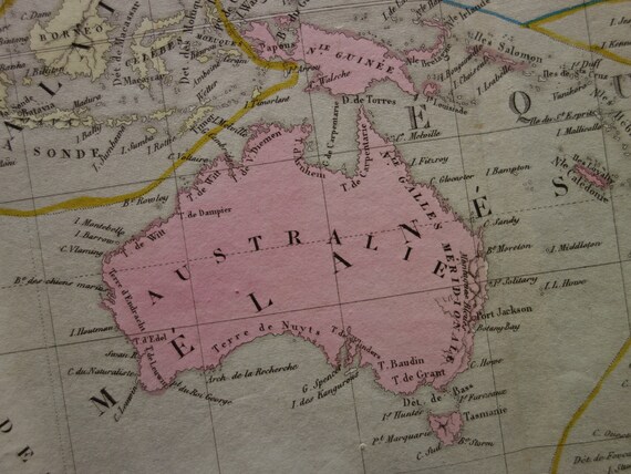 Home Décor Globes & Maps OCEANIA old map of Australia New-Zealand ...