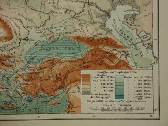 Pontic Mountains Physical Map