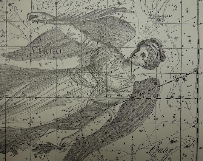 Antique Astrology Print Old Star Chart Vintage Astronomy Map of Libra ...
