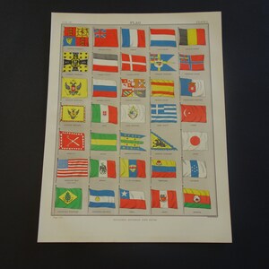 FLAGS Old Print of Flags 1879 Original Antique Flag | Etsy
