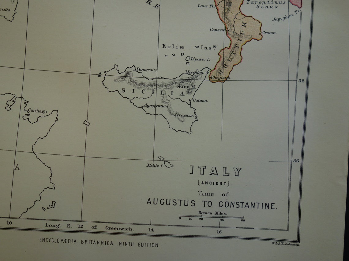 ITALY Antique Map of Italian History 1880 Original Old | Etsy