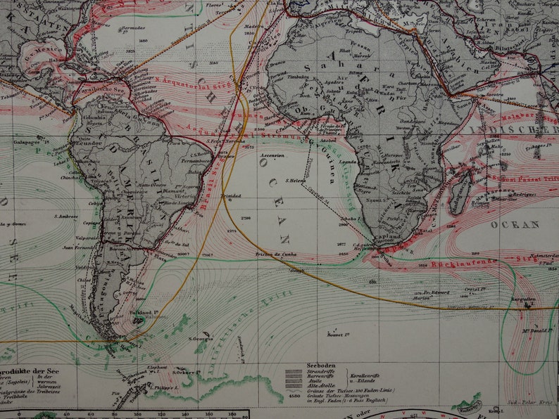 WORLD MAP antique worldmap Beautiful original 1875 transport | Etsy