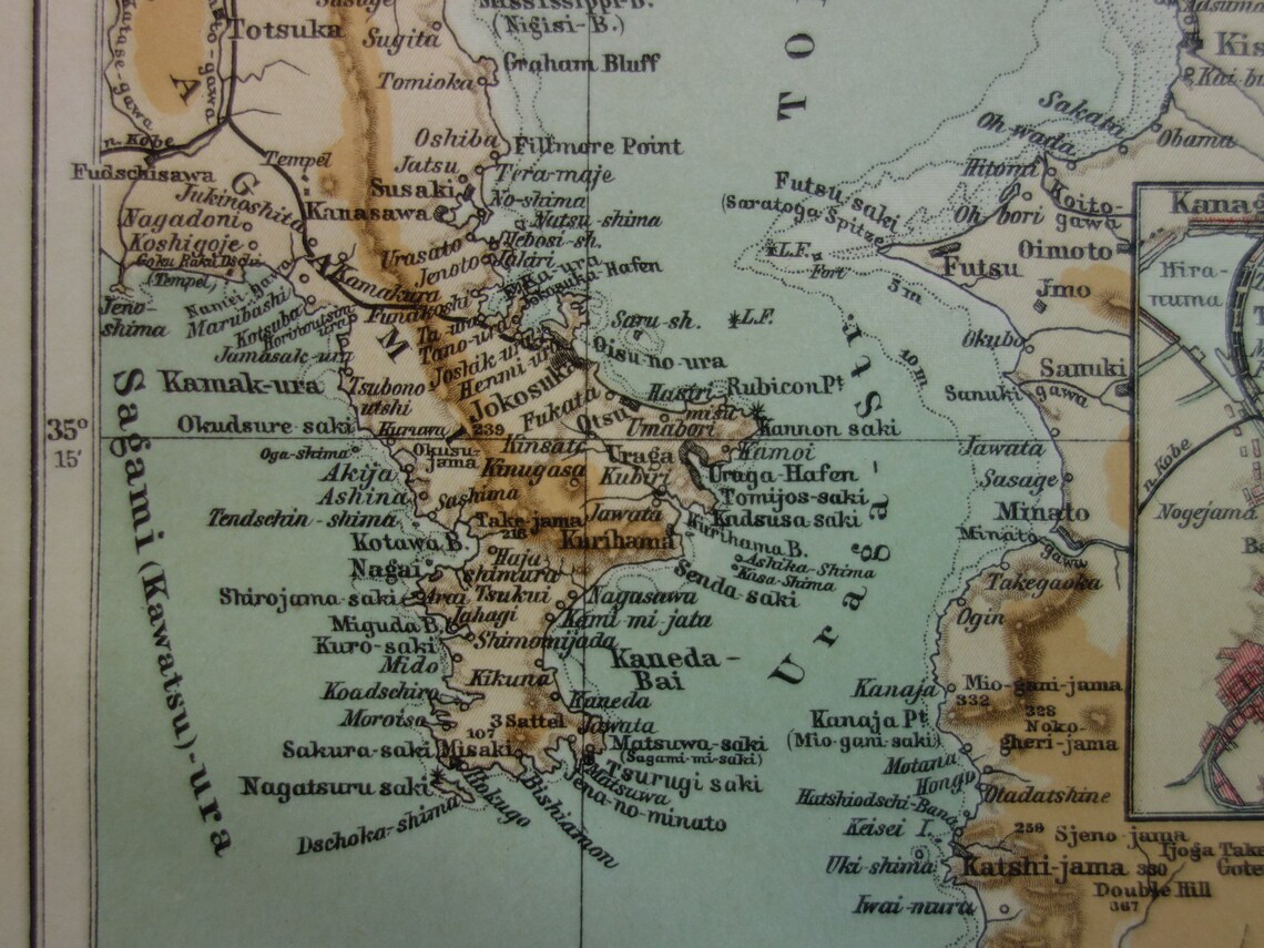 TOKYO Old Map of Tokyo Greater Area 1905 Antique Yokohama City - Etsy