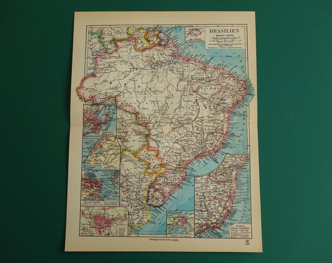 Old Map of Brazil 1928 Original Vintage Print About Brazil - Mapa De ...