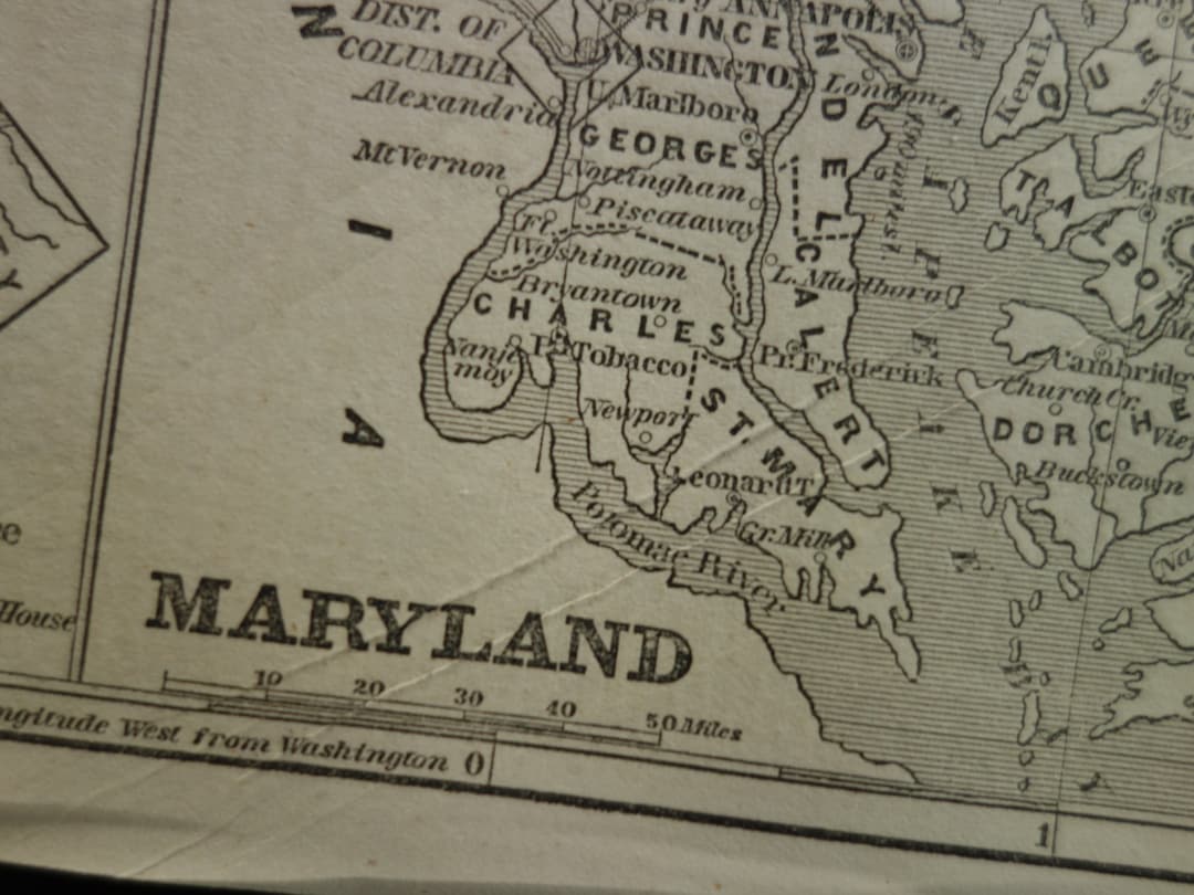 MARYLAND Old Map of Maryland Original 1854 Antique Print About the ...