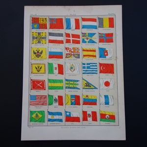 FLAGS Old Print of Flags 1879 Original Antique Flag Illustration ...