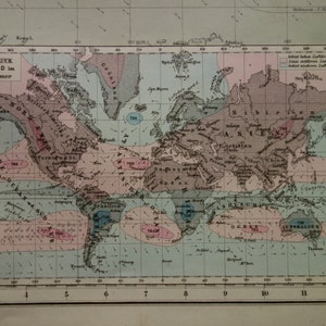 Large Old World Map About Winds and Climate Big Dated Print - Etsy