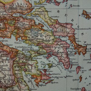 1917 GREECE Old Map of Greece in Antiquity Original Detailed Dutch ...