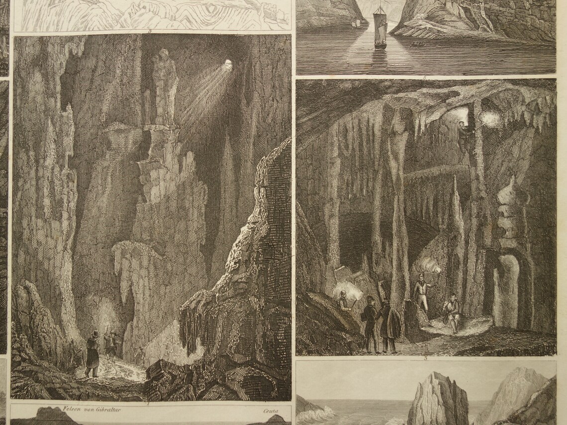 Antique GEOLOGY Print of Caves Rock Formation 170 Years Old | Etsy