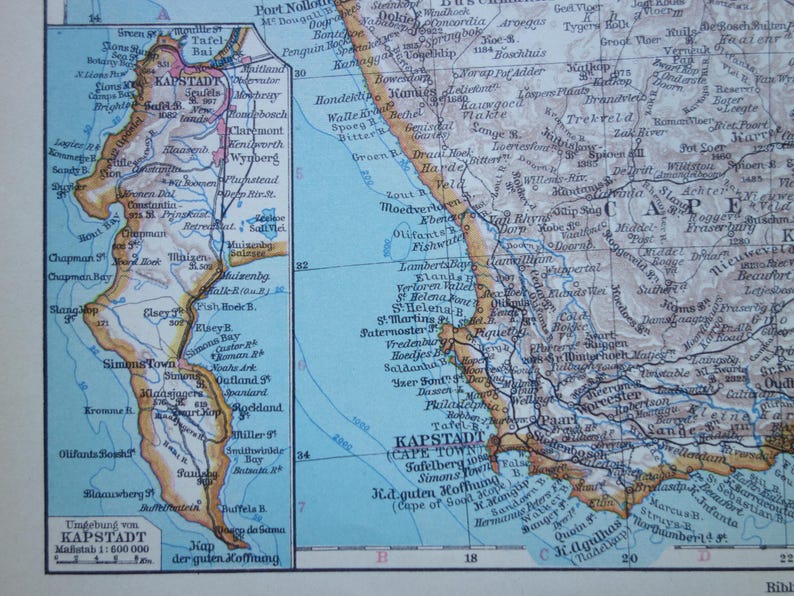 Old Map of South Africa 1928 Original Vintage Print About Namibia ...