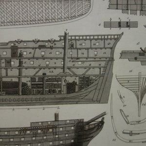 1849 SHIPS Old Print of Ship Design - Antique Maritime Poster Pictures ...
