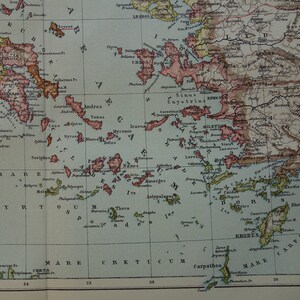 1917 GREECE Old Map of Greece in Antiquity Original Detailed Dutch ...