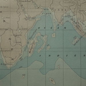 Antique Worldmap of Oceans Original 1902 Old Ocean World Map Print ...