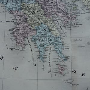 GREECE Old Map LARGE 1880 Original Antique Poster of Greece - Vintage ...
