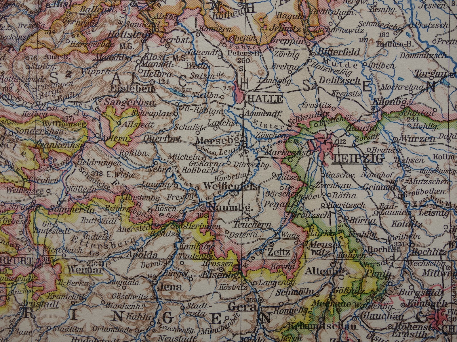 GERMANY Old Map of Saxony 1928 Detailed Antique Vintage Print - Etsy