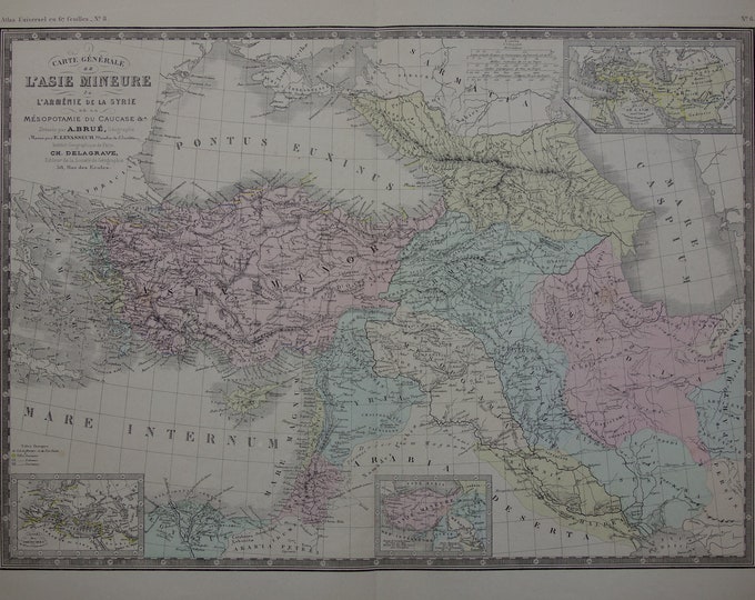 190+ Years Old Map of Ancient Asia Minor - Original Antique Print ...