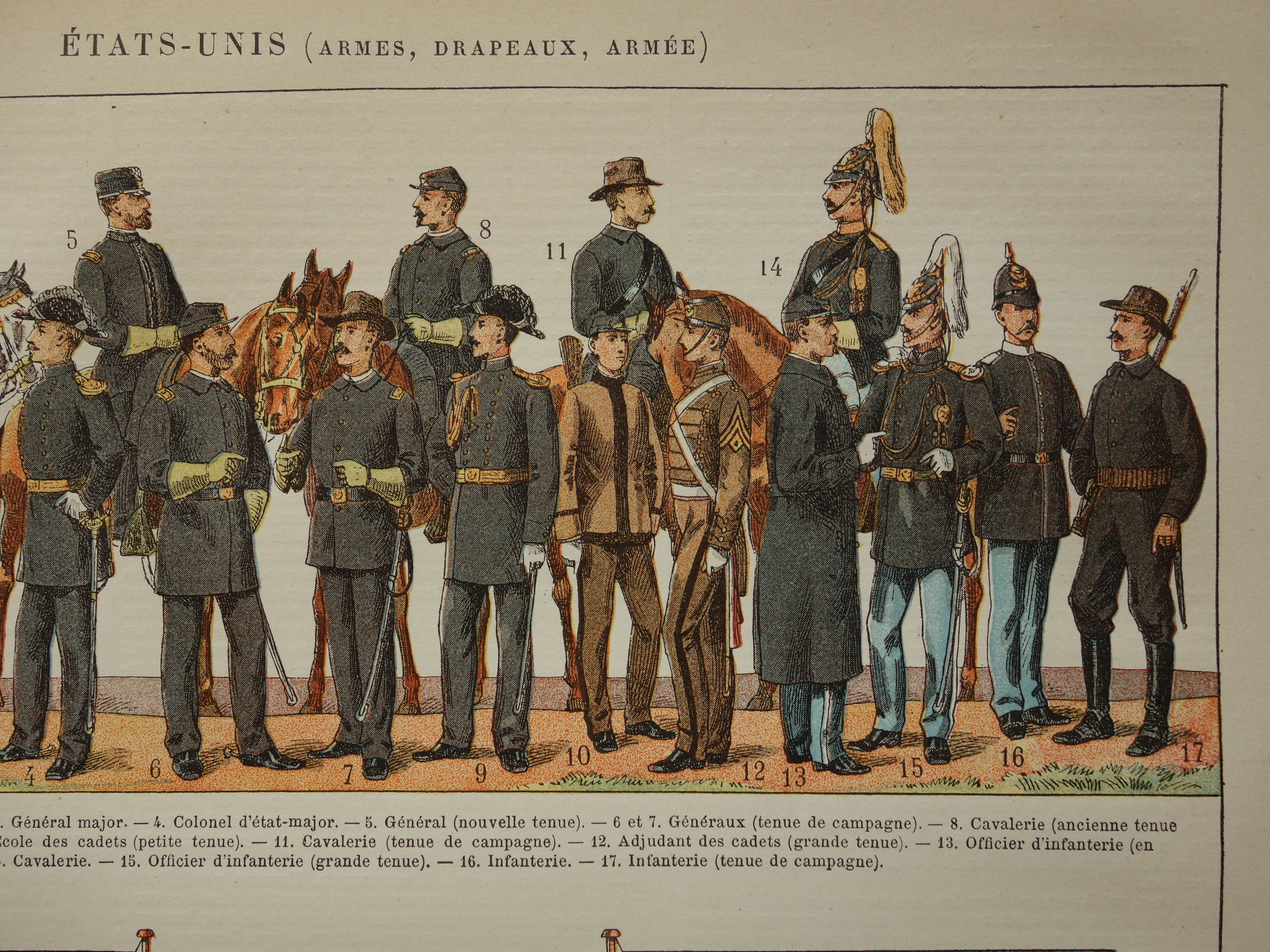 Old Print of US Army Uniforms Original Antique Pictures of Pre WWI ...