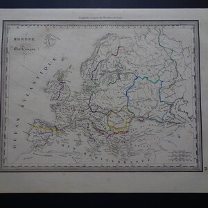 EUROPE Old History Map 1840 Original Antique Hand-colored Print of ...