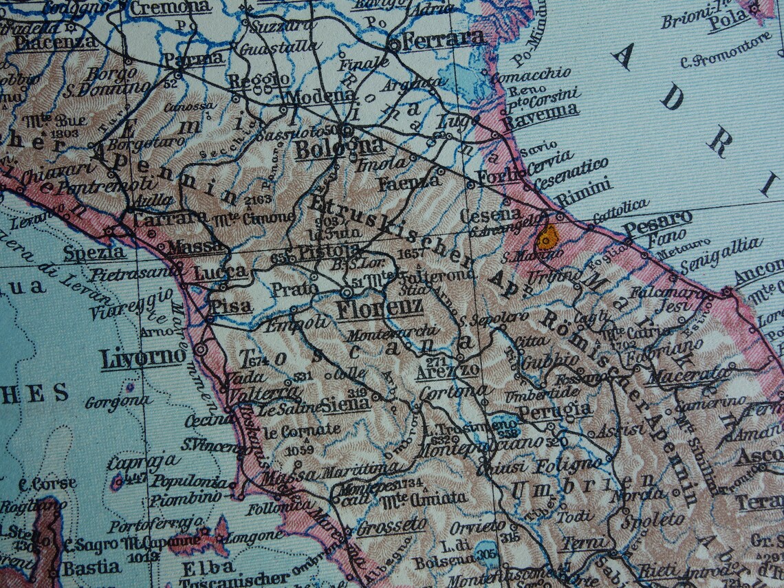 ITALY Old Map of Italy 1928 Original Antique Vintage Print - Etsy