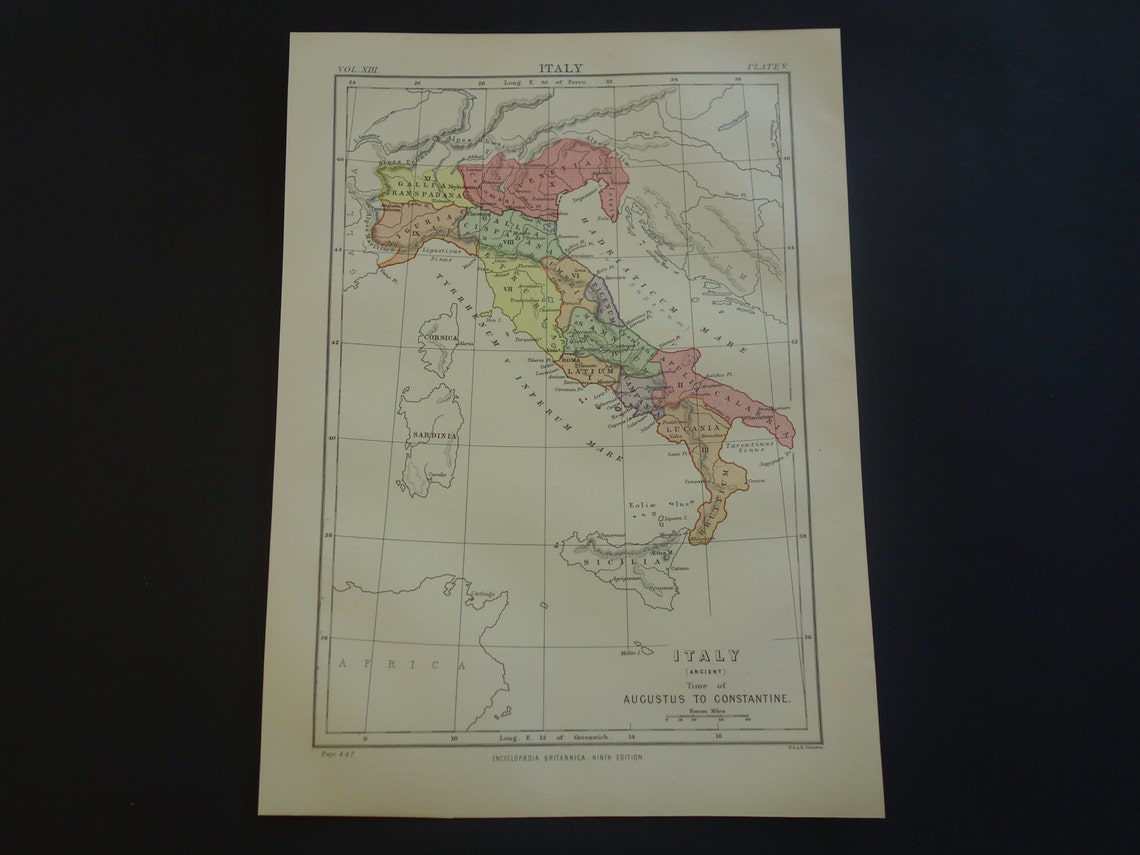 ITALY Antique Map of Italian History 1880 Original Old | Etsy