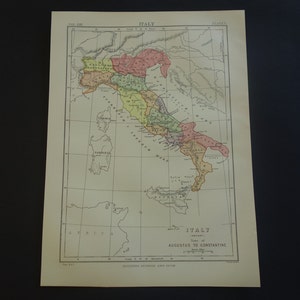 ITALY Antique Map of Italian History 1880 Original Old - Etsy