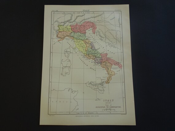 ITALY Antique Map of Italian History 1880 Original Old | Etsy