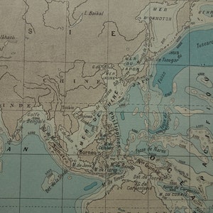 Antique Worldmap of Oceans Original 1902 Old Ocean World Map Print ...