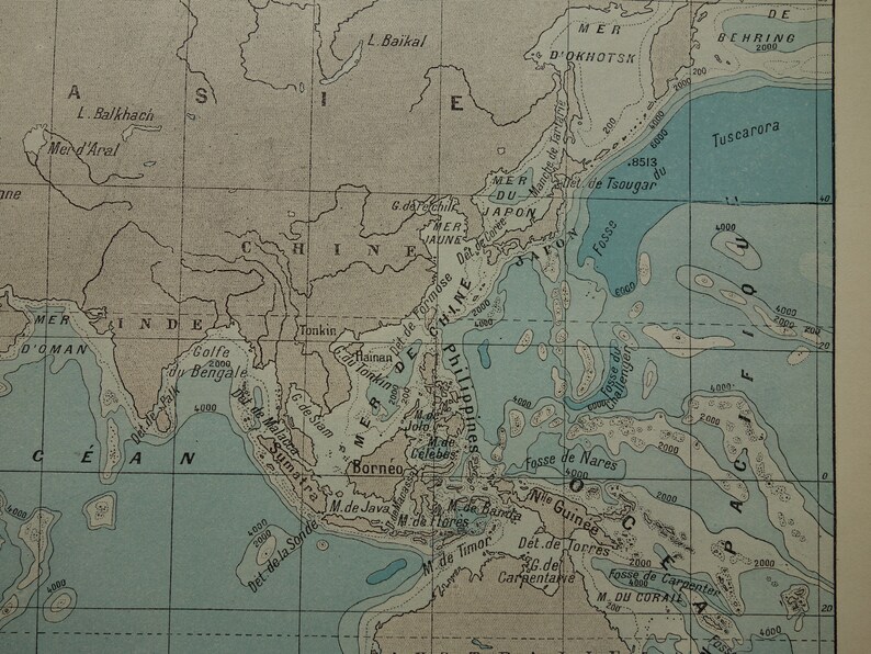 Antique Worldmap of Oceans Original 1902 Old Ocean World Map - Etsy