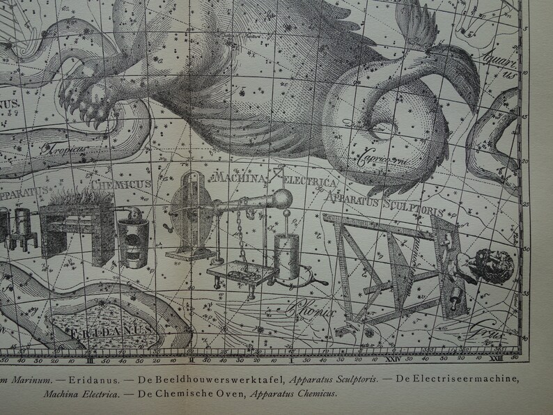 Old Star Chart Dutch Vintage Astronomy Print of Cetus Whale | Etsy