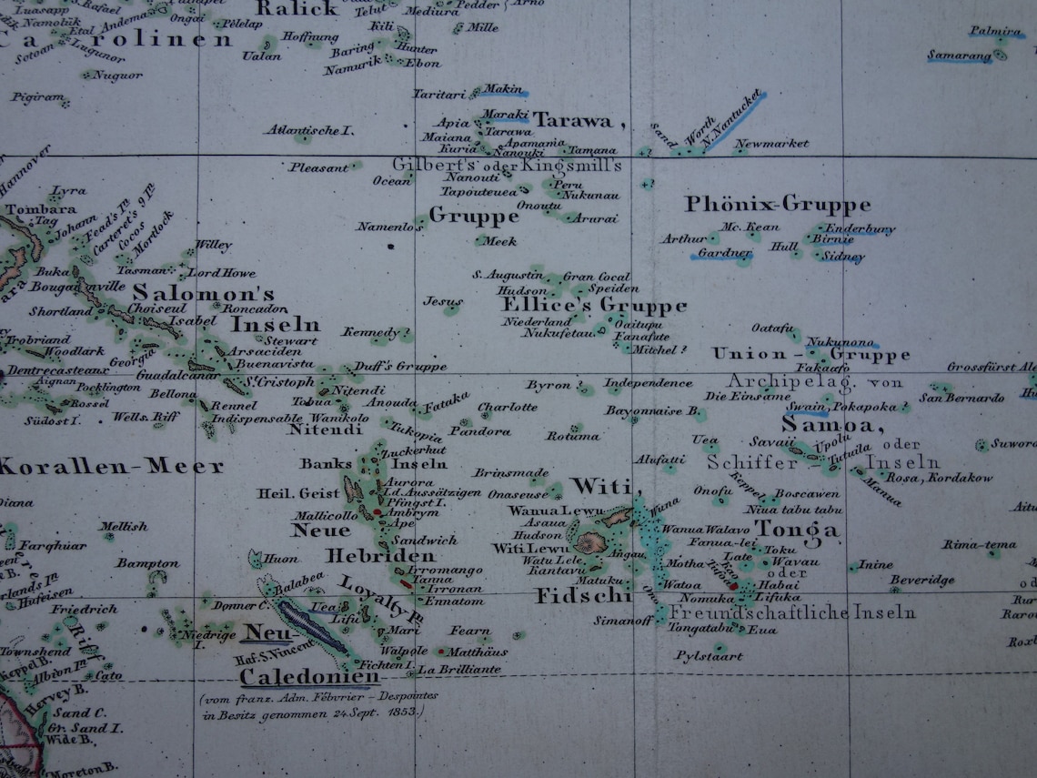 OCEANIA Old Map of Polynesia 1860 Large Beautiful Original - Etsy