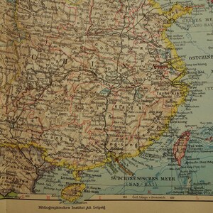 CHINA Antique Map of Chinese Empire Large Old German Print With Inset ...