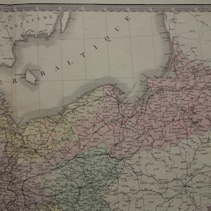 GERMANY Old Map of Prussia 1875 Original Antique Hand-colored Poster ...