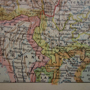 CHINA Old Map of China Original 1902 Antique French Print About Chinese ...