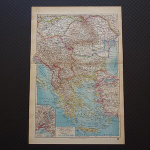 Old Map of the Balkans 1931 Original Vintage Print About Eastern Europe ...