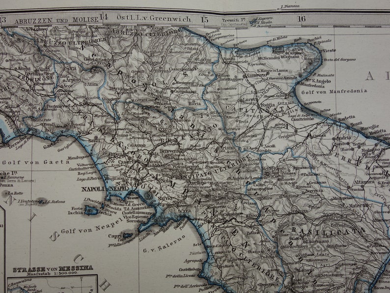 ITALY Old Map of Italy 1877 Original Antique Print About Sicily ...