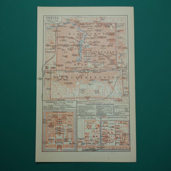 Old Map Of Beijing China Peking 1914 Vintage Map Vintage