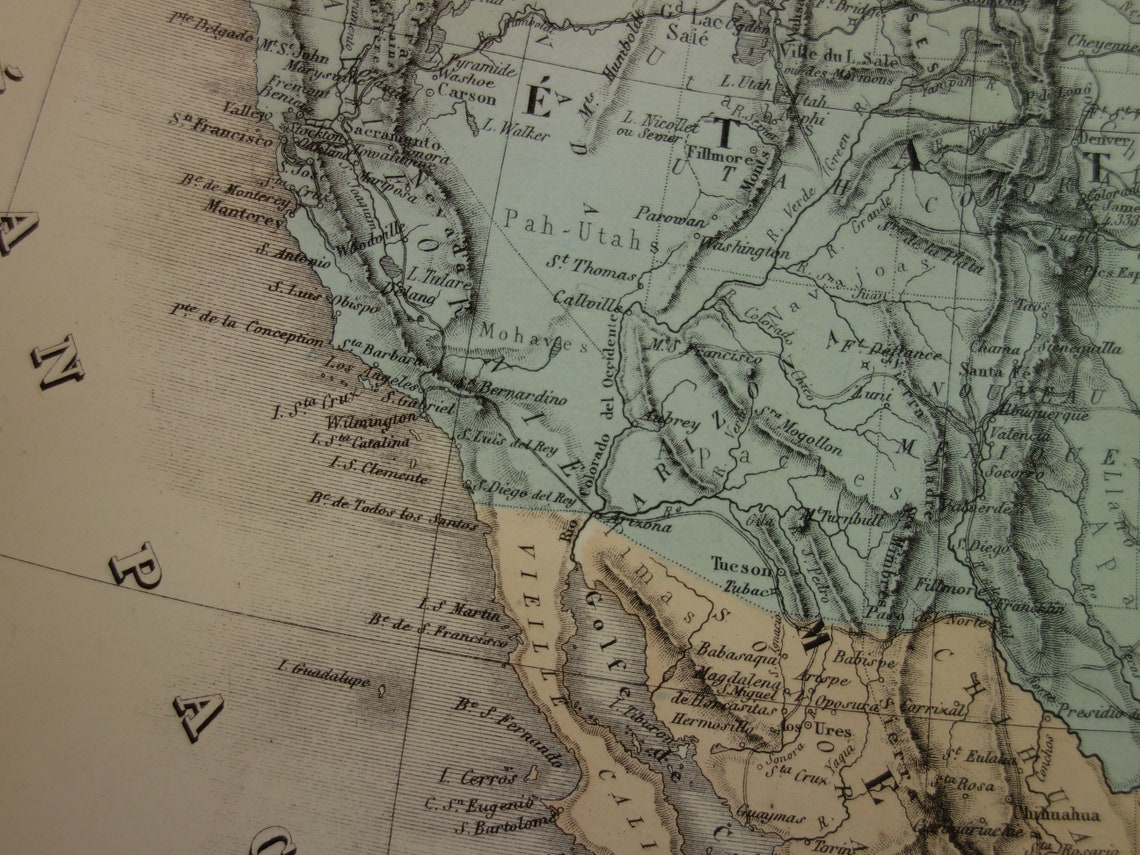 North America Map LARGE Antique 1883 Hand-colored Original Old - Etsy UK