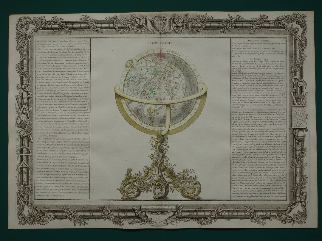 260+ Years Old Astronomy Print of Celestial Globe 1761 Large Original ...