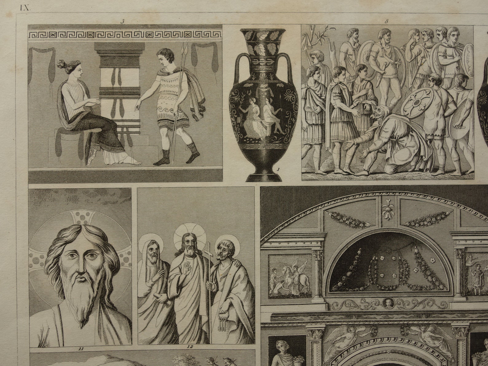 Old Print of Roman Paintings Mosaics Original Antique Art - Etsy