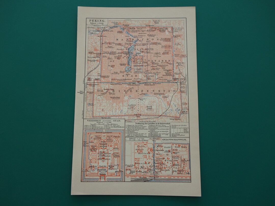 BEIJING Old Map of Beijing China 1910 Original Vintage Print - Etsy