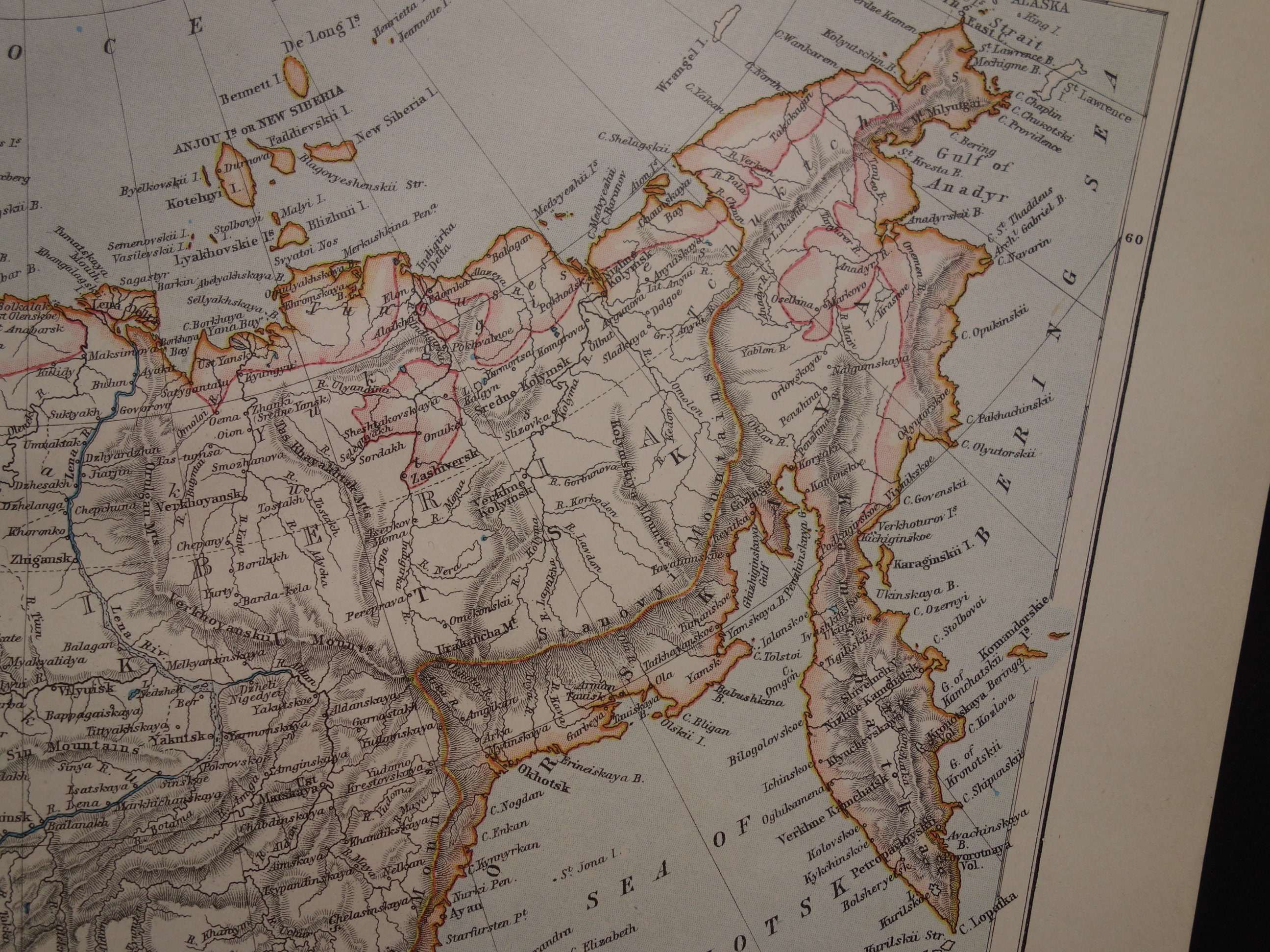 SIBERIA Old Map 1887 Original Antique English Print Poster - Etsy